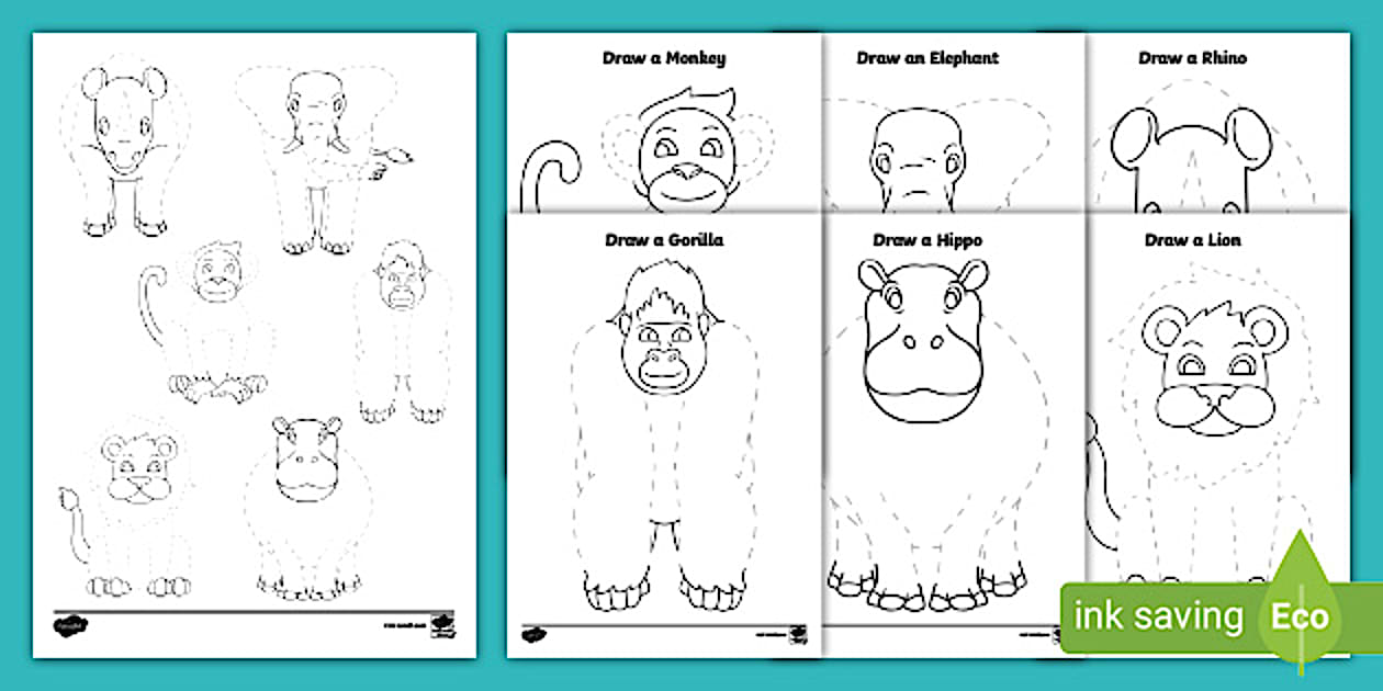EYFS Draw an Animal Pencil Control Activity Pack - Twinkl