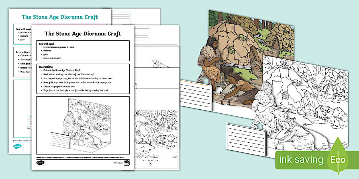 The Stone Age Diorama Craft (teacher made) - Twinkl