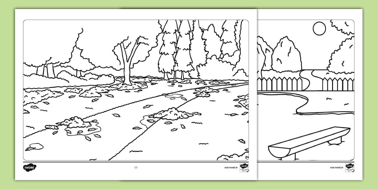 공원 색칠놀이 | Park Coloring Sheet - Twinkl Art