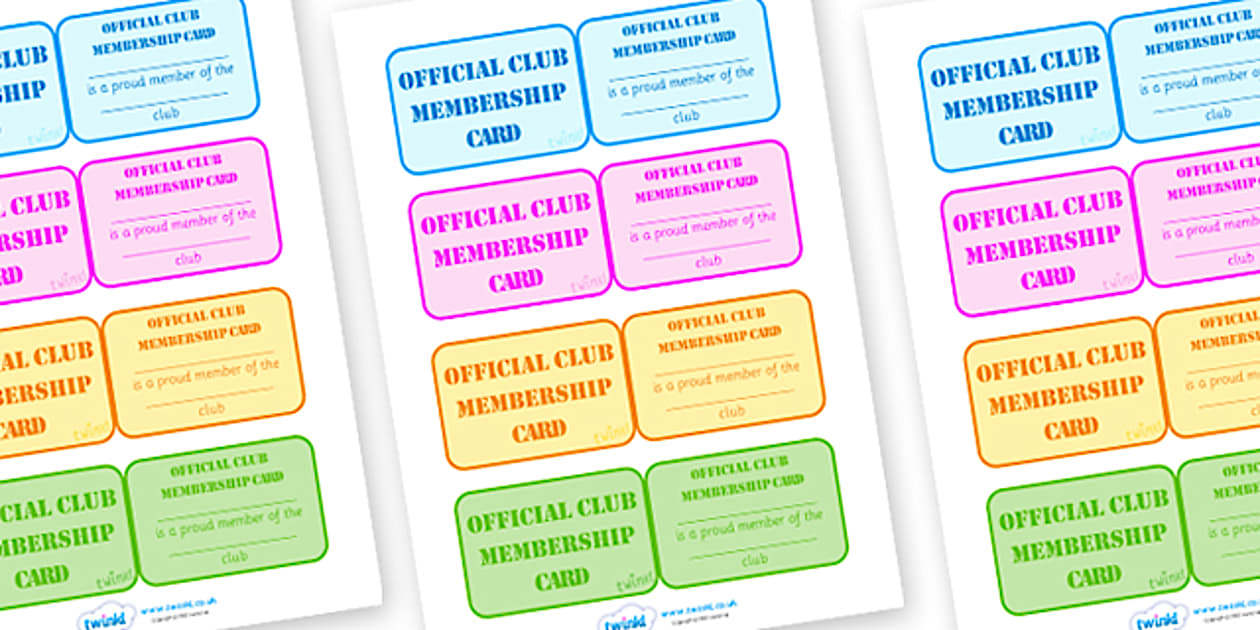 👉 School Club Membership Cards