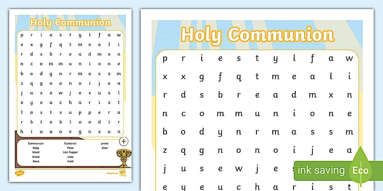 Holy Communion Word Search - Twinkl - KS1 - Twinkl