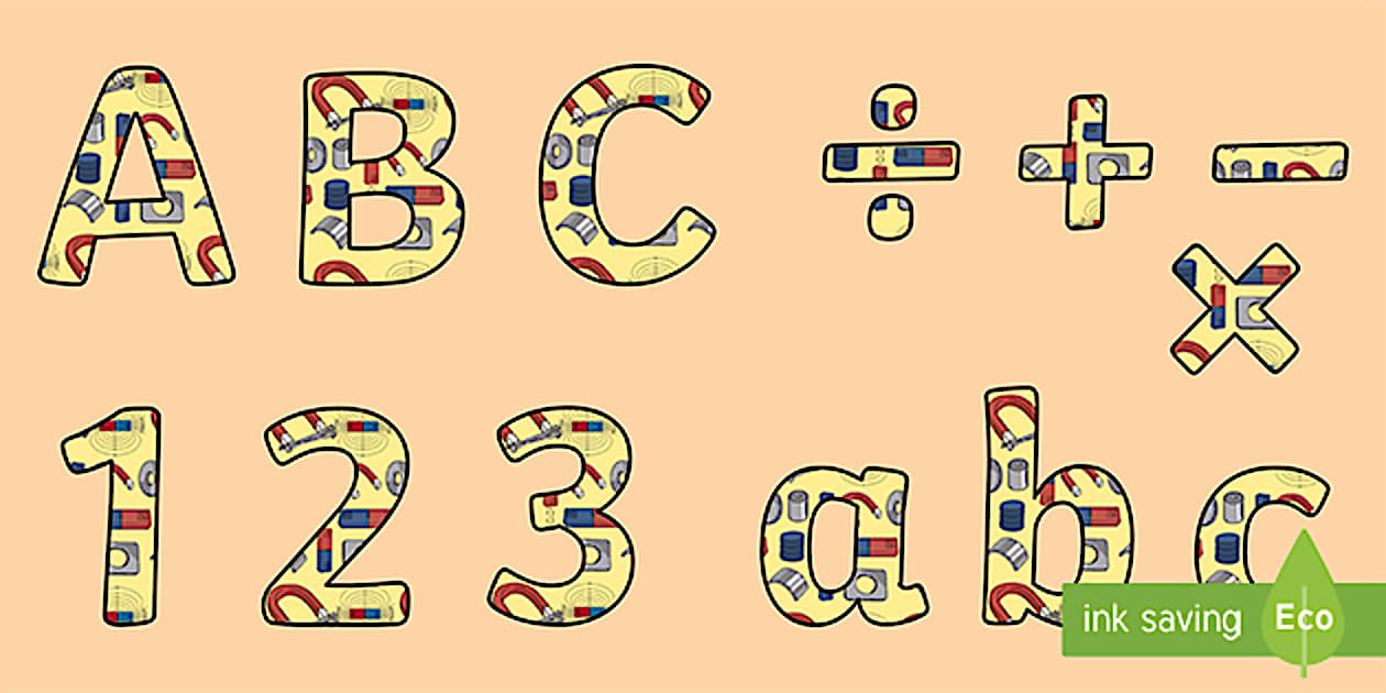 Forces and Magnets Bulletin Board Letters and Numbers Pack