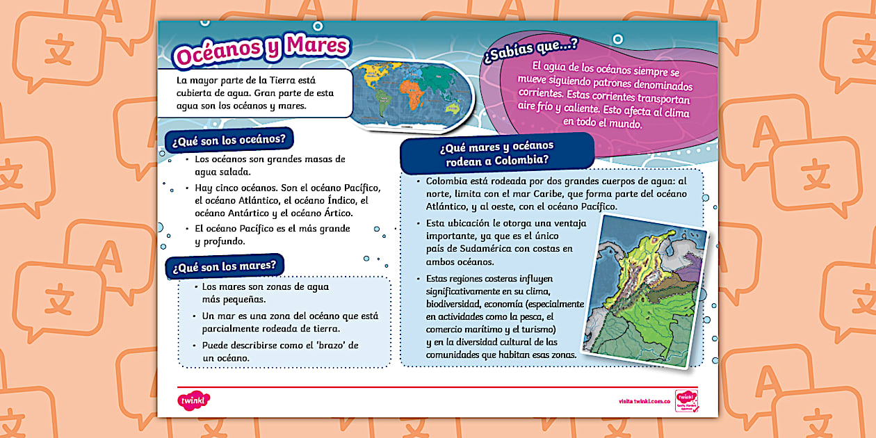 Infografía: Mares y Océanos - Twinkl Colombia - Twinkl