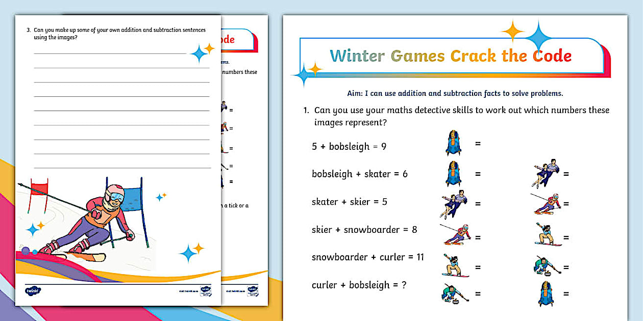 Winter Games Crack the Code Worksheet / Worksheet - Twinkl