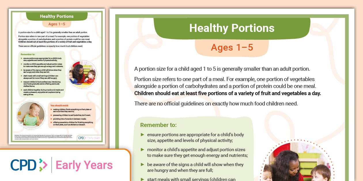 Healthy Portions Ages 1–5 (Poster) | Early Years CPD