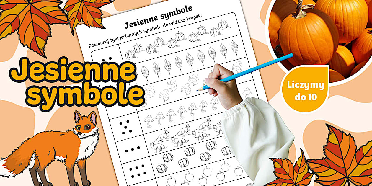 Jesienne symbole | Liczenie do 10 | Karty pracy