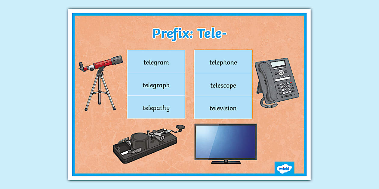 Words with Tele- Prefix Word Mat (teacher made) - Twinkl