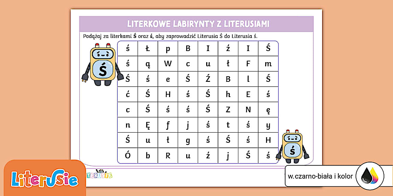 Literuś Ś | Znajdź wszystkie literki Ś | Alfabet i litery