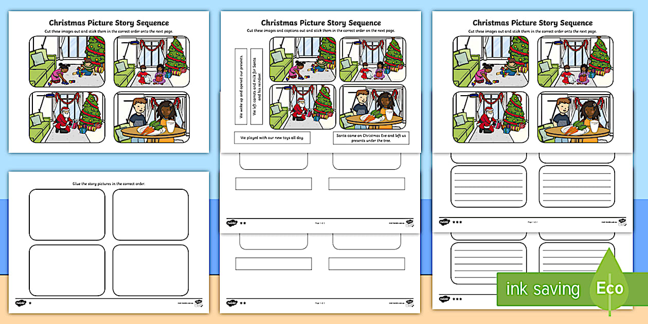 Christmas Sequencing Differentiated Worksheets - Twinkl