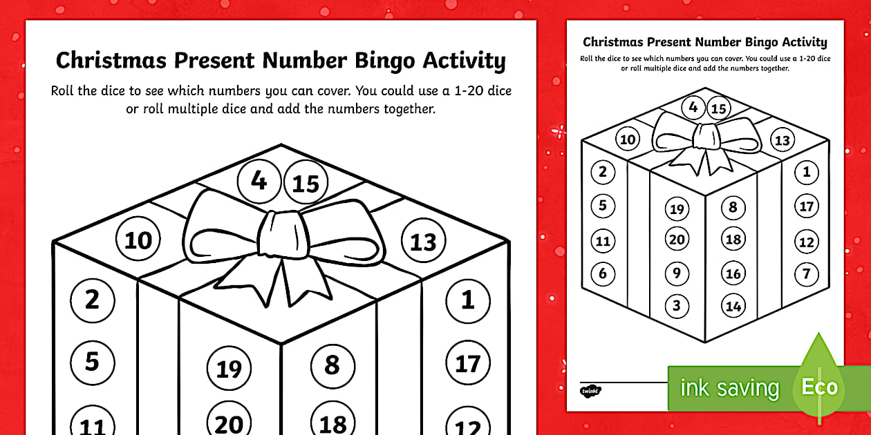 Editable Christmas Present Number Bingo Activity - Twinkl