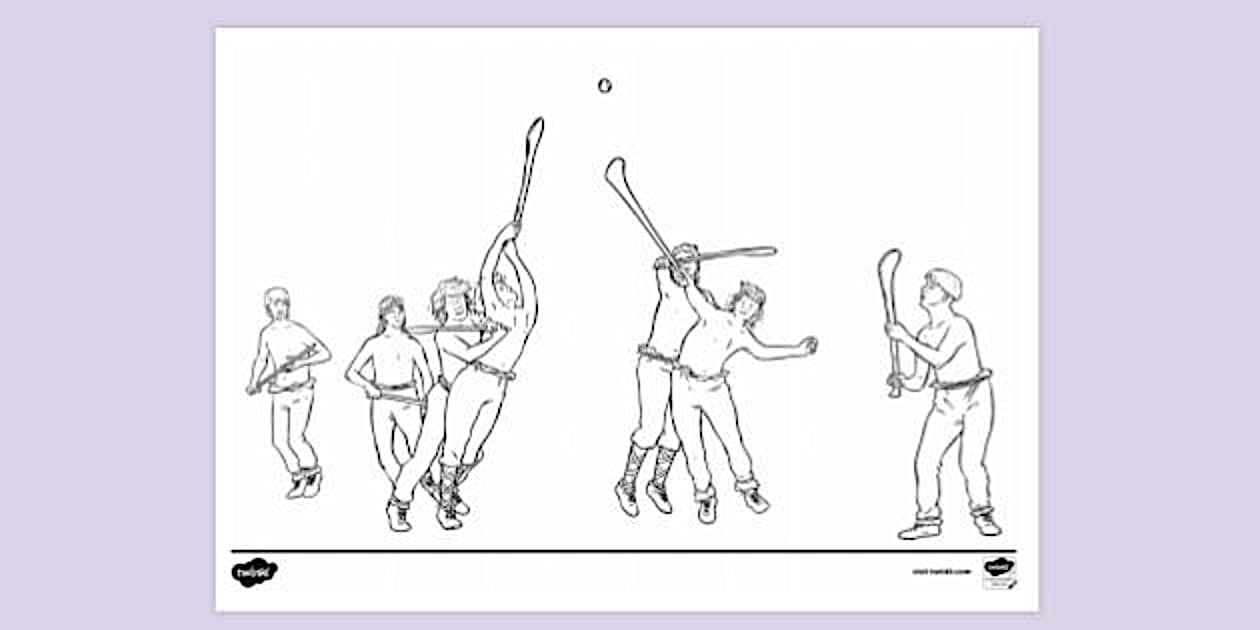 Iron Age Hurling with No Background Colouring Sheet - Twinkl