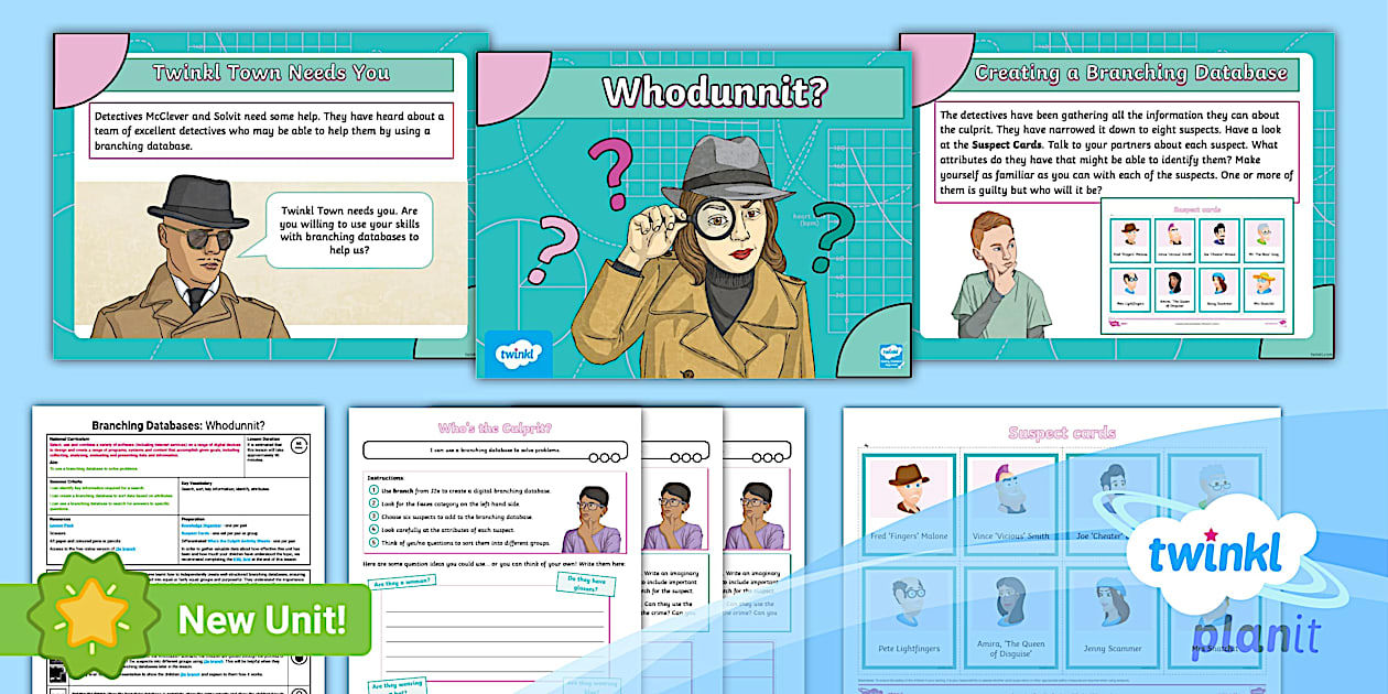 FREE! - Computing: Branching Databases: Whodunnit? Year 3 Lesson 6