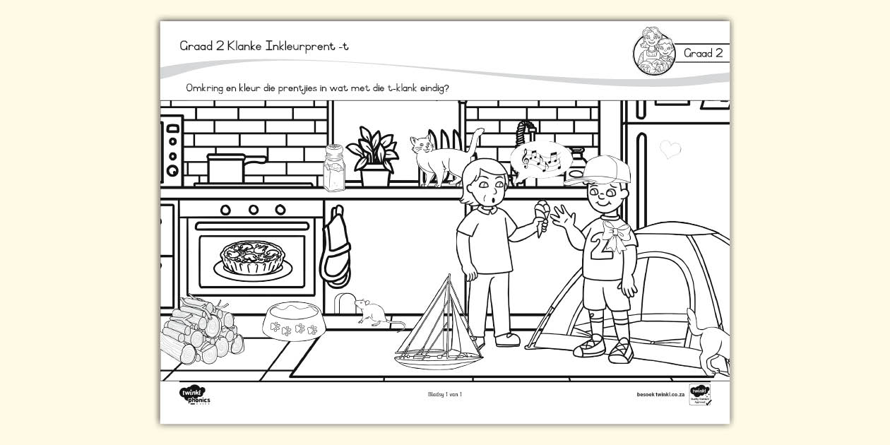 Graad 2 Klanke Inkleurprent -t