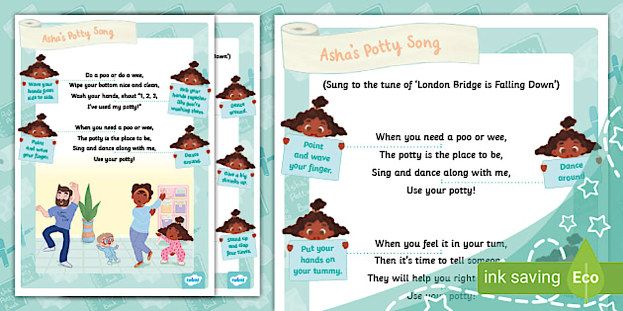 Asha's Potty Song - Lyrics Sheet (teacher made) - Twinkl