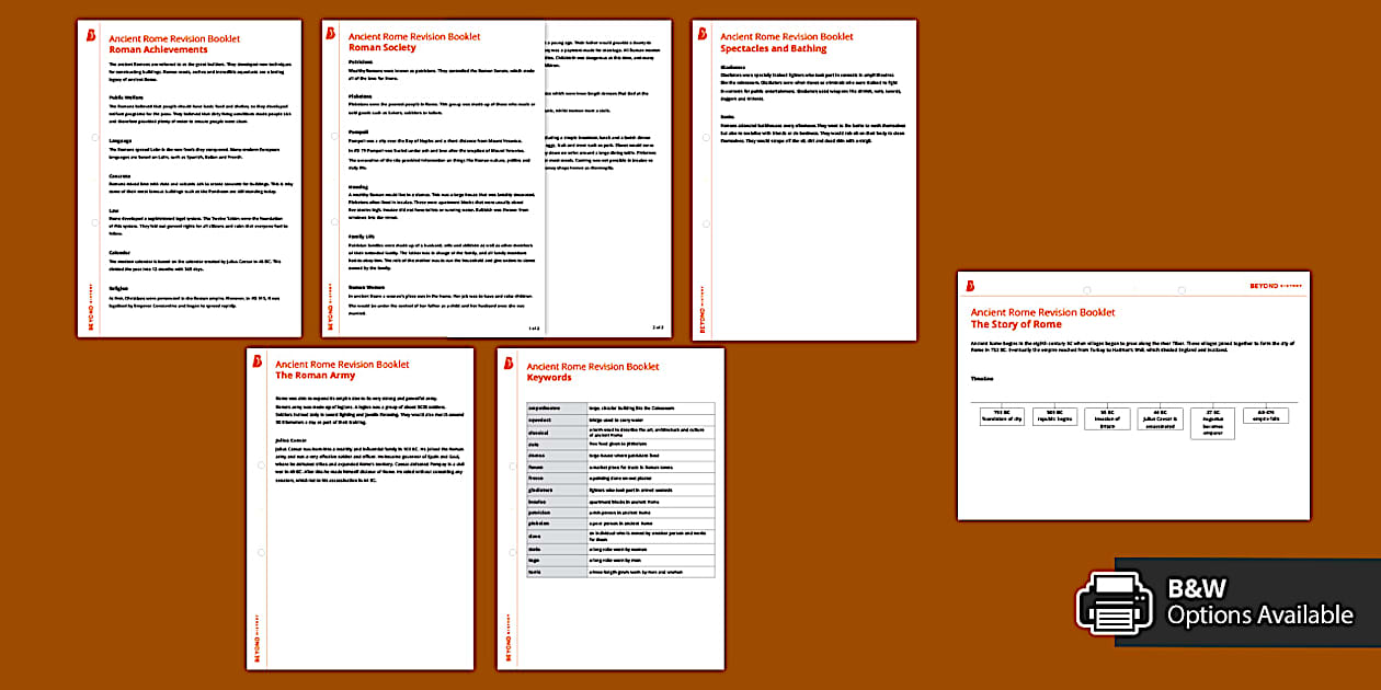 Ancient Rome Revision Booklet (teacher made) - Twinkl
