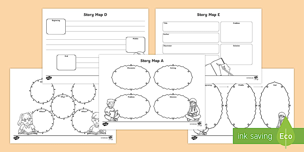 Editable KS1 Story Map Worksheet Templates (teacher made)