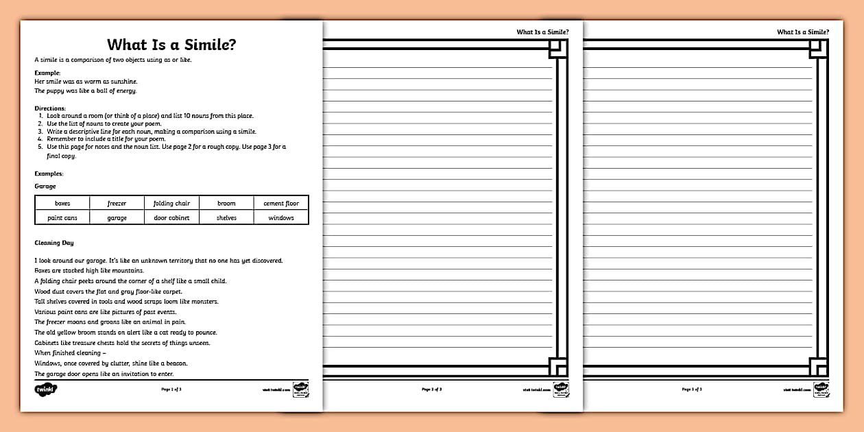 What is a Simile Poem Worksheet | Resource | Twinkl USA