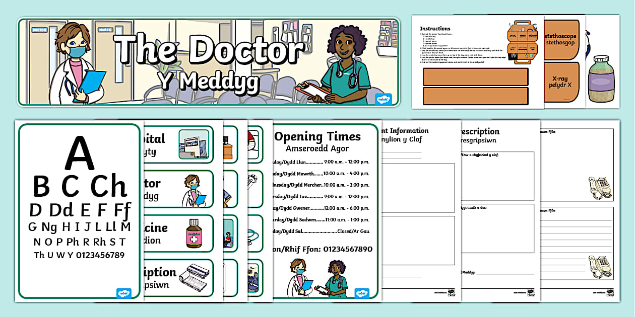 Bilingual Doctor Role Play Pack Welsh/English (teacher made)