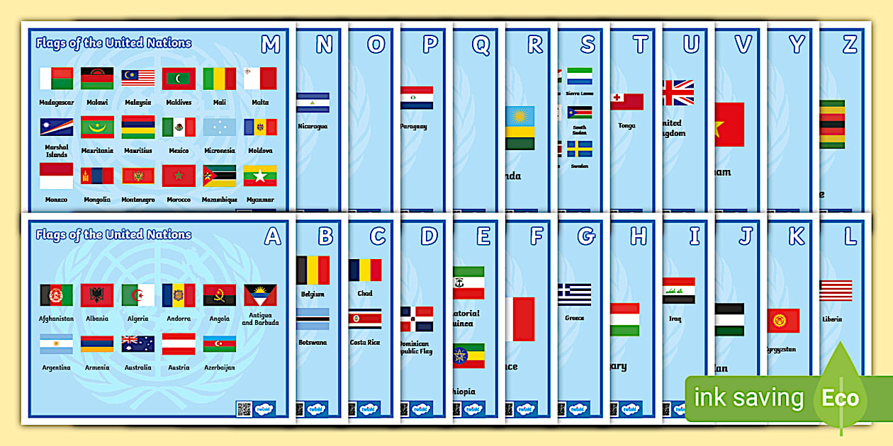 United Nations Flags with Names | Grades 2 - 6 | Twinkl