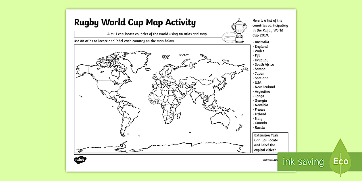Editable Rugby World Cup 2019 Map Activity (teacher made)