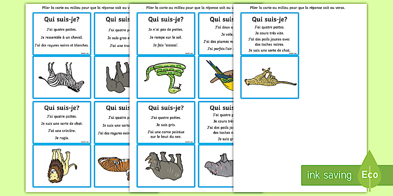 Jeu de devinettes : Les animaux sauvages - Qui suis-je