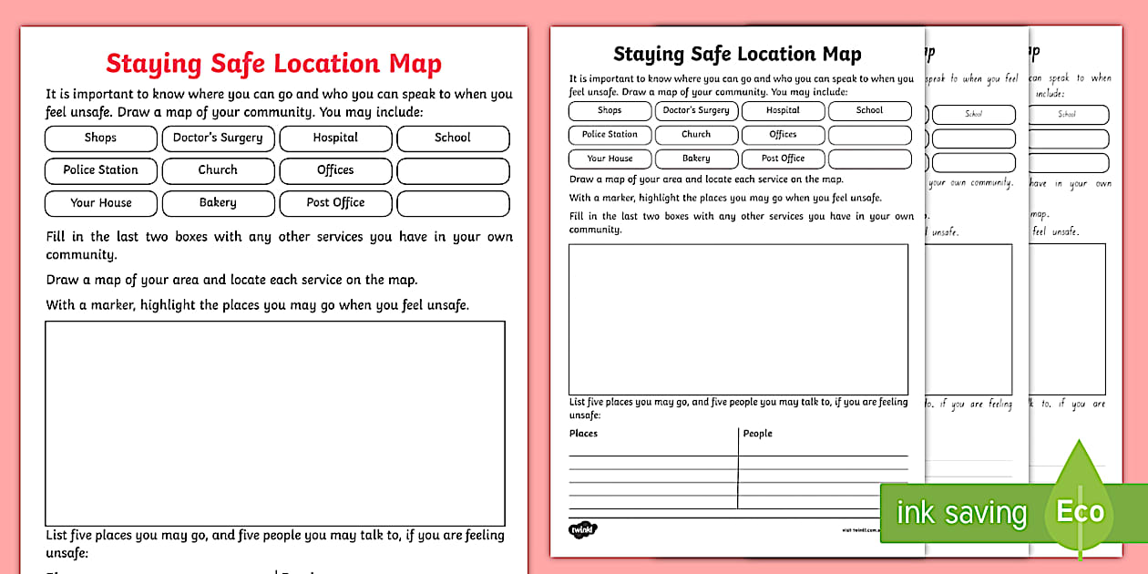 Staying Safe Location Map (Hecho por educadores) - Twinkl