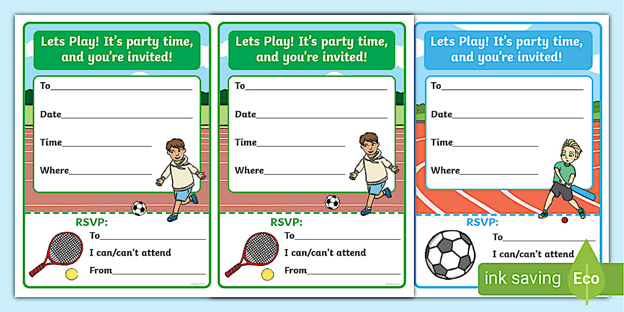 Colourful Sports-Themed Party Invitations | Twinkl