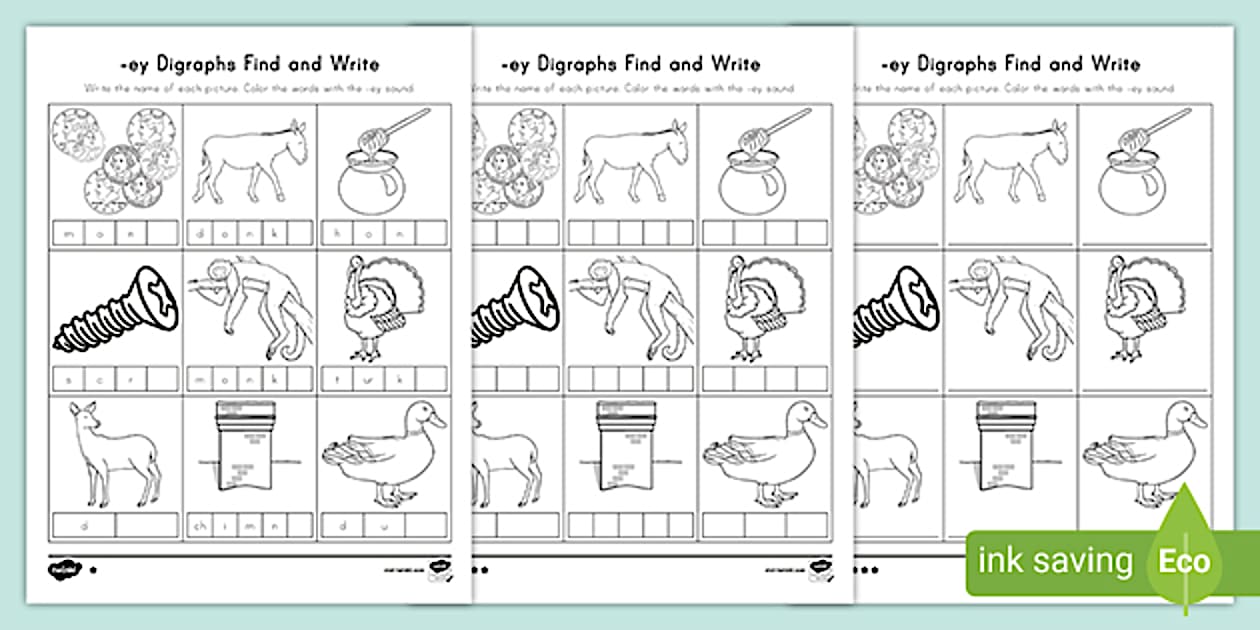 -ey Digraphs Find and Write Differentiated Worksheet