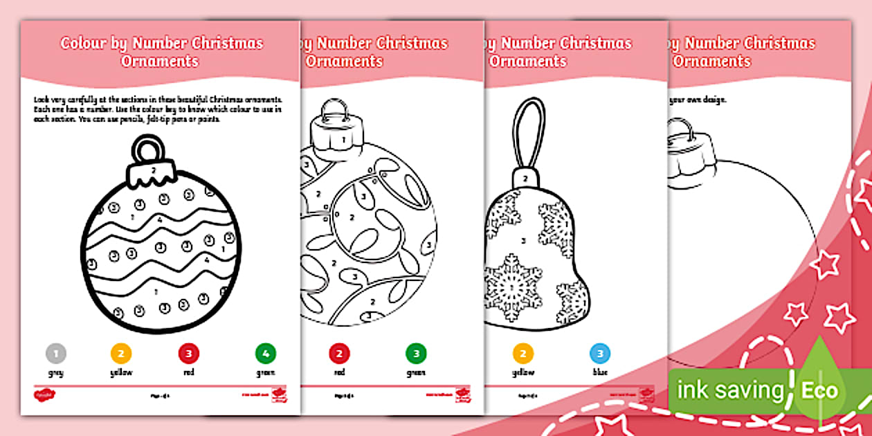Colour by Number Christmas Ornaments (teacher made) - Twinkl