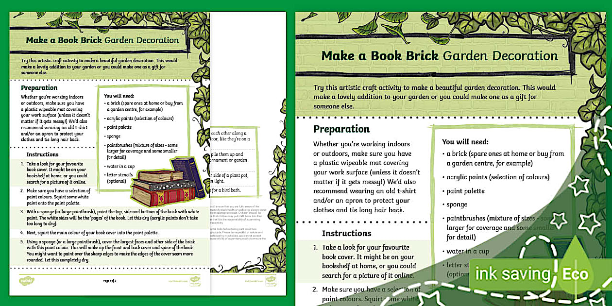 Make a Book Brick Garden Decoration (teacher made) - Twinkl