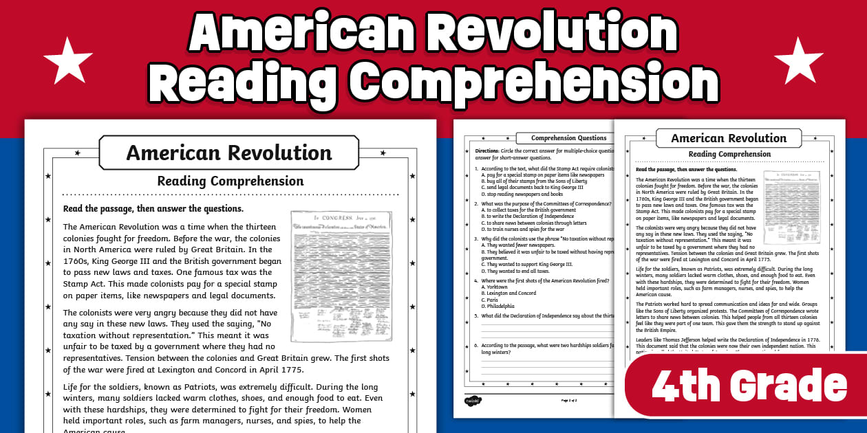 Fourth Grade American Revolution Reading Comprehension