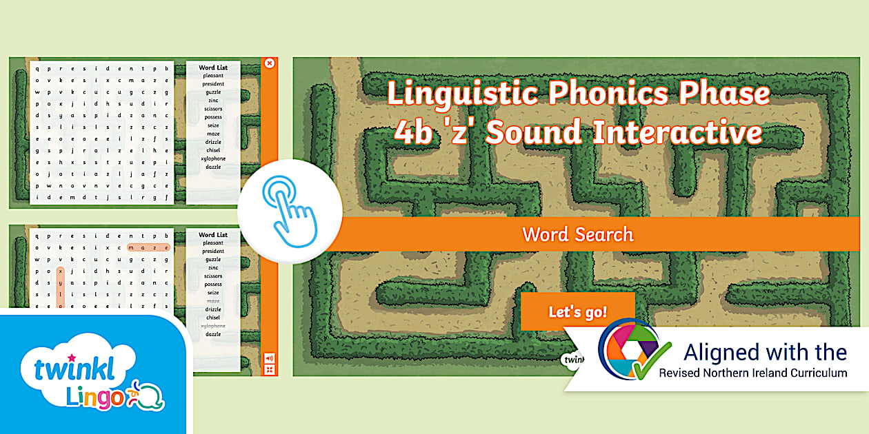 Linguistic Phonics Phase 4b z Sound Interactive Word Search