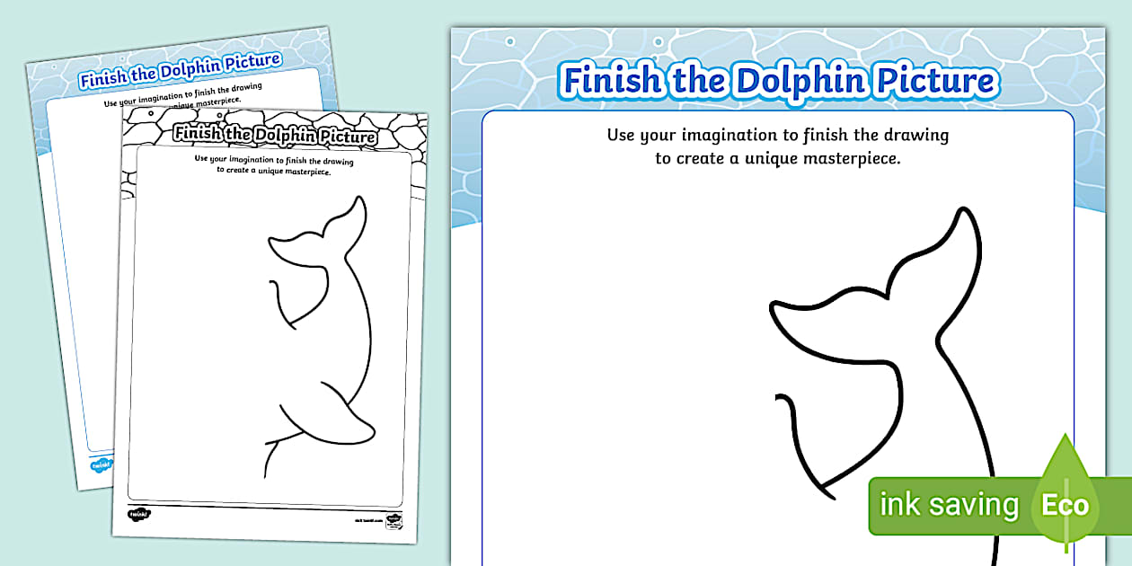 Finish the Dolphin Picture Worksheet (teacher made) - Twinkl