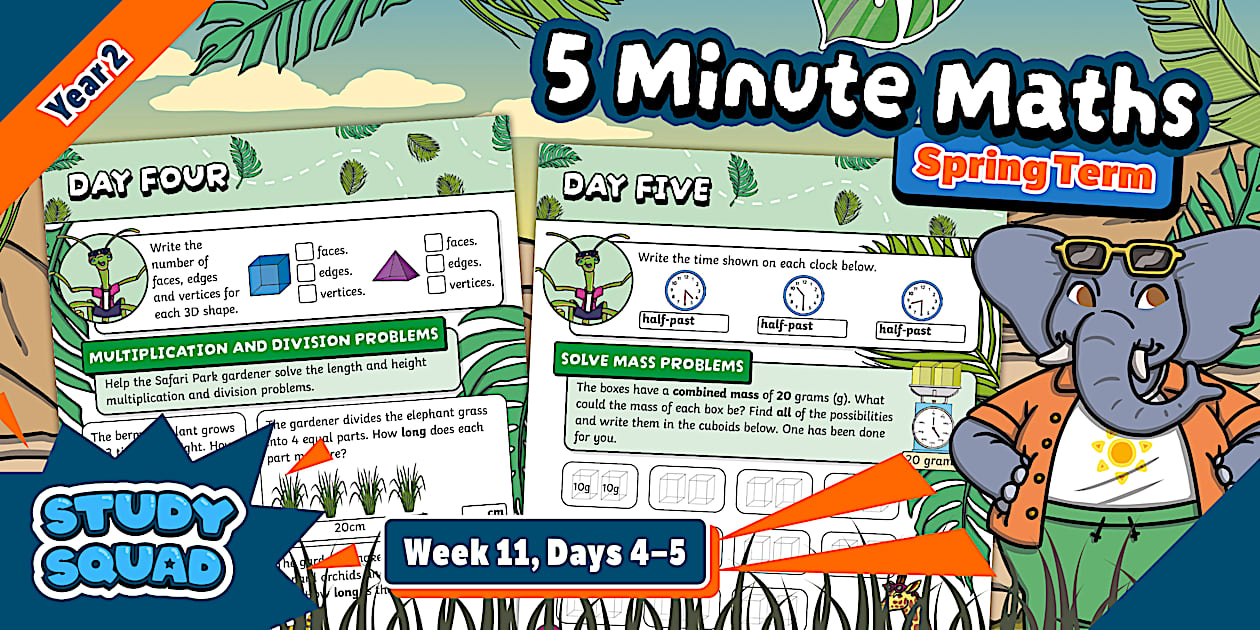 👉 Study Squad 5 Minute Maths Year 2 Spring - Week 11 Days 4-5