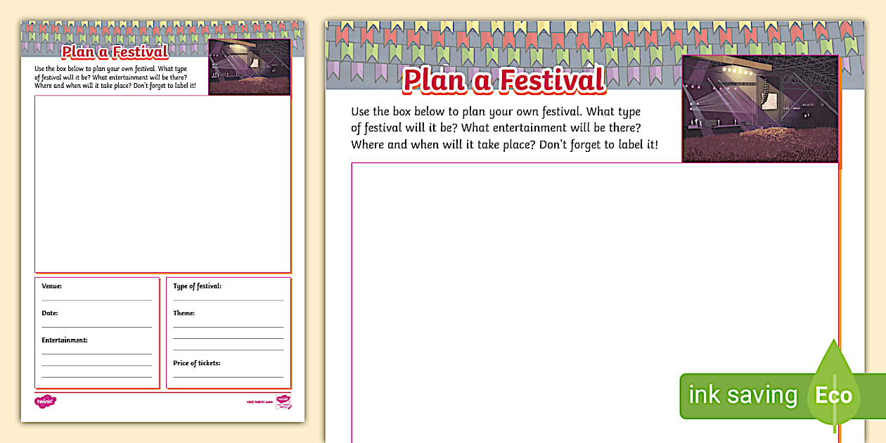 Plan a Festival Worksheet (teacher made) - Twinkl