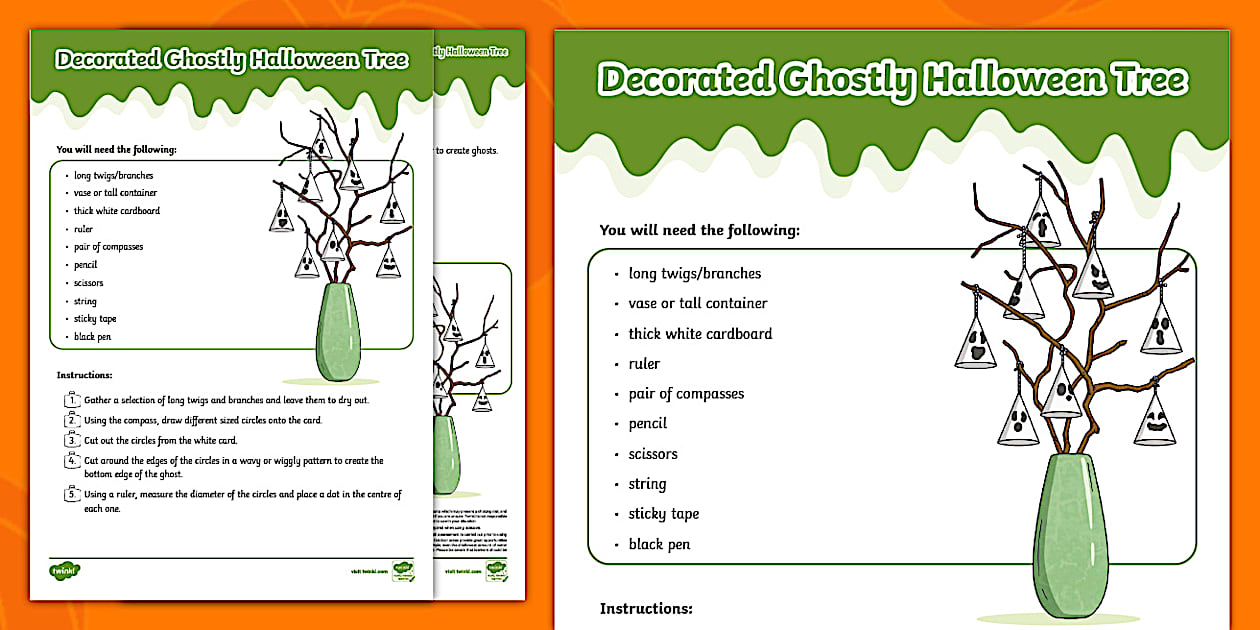 Decorated Ghostly Halloween Tree Craft Activity - Twinkl