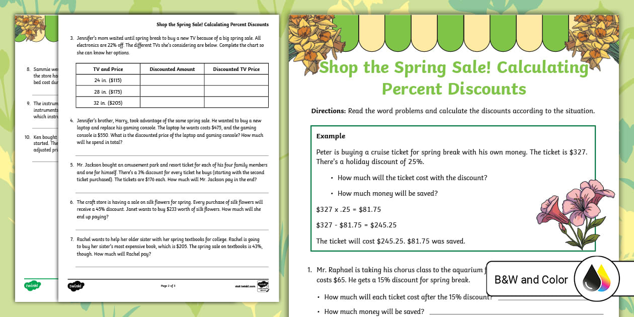 Shop the Spring Sale! Calculating Percent Discounts - Twinkl