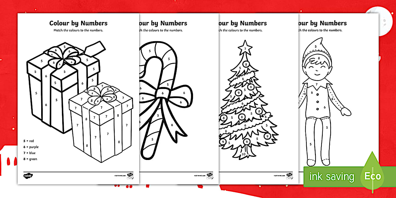 Elf-Themed Numbers 5-10 Color by Number- Elf Themed Color by Number