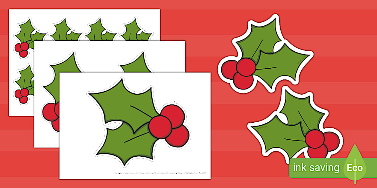 Holly and Berries Cut-Outs (Teacher-Made) - Twinkl