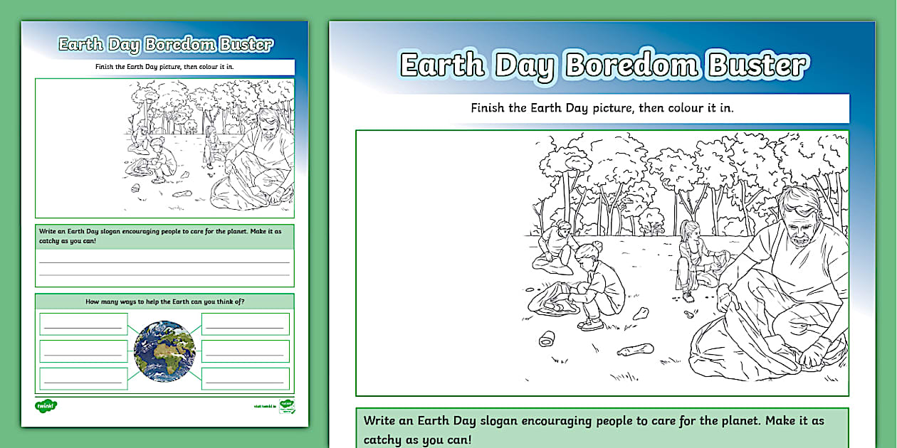 Earth Day Boredom Buster Worksheet (creat de profesori)