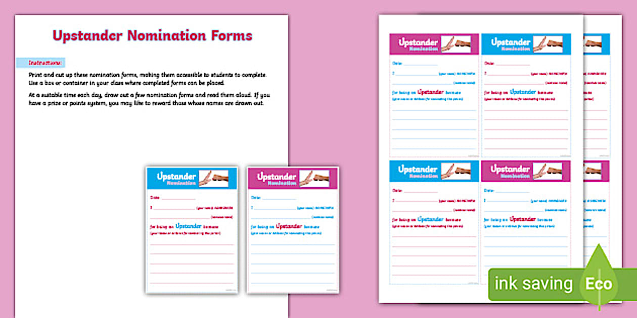 Upstander Nomination Forms (teacher made) - Twinkl