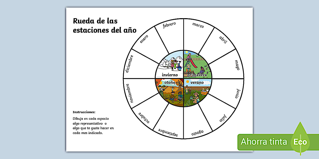 Hoja de actividad: Rueda de los meses del año - Twinkl