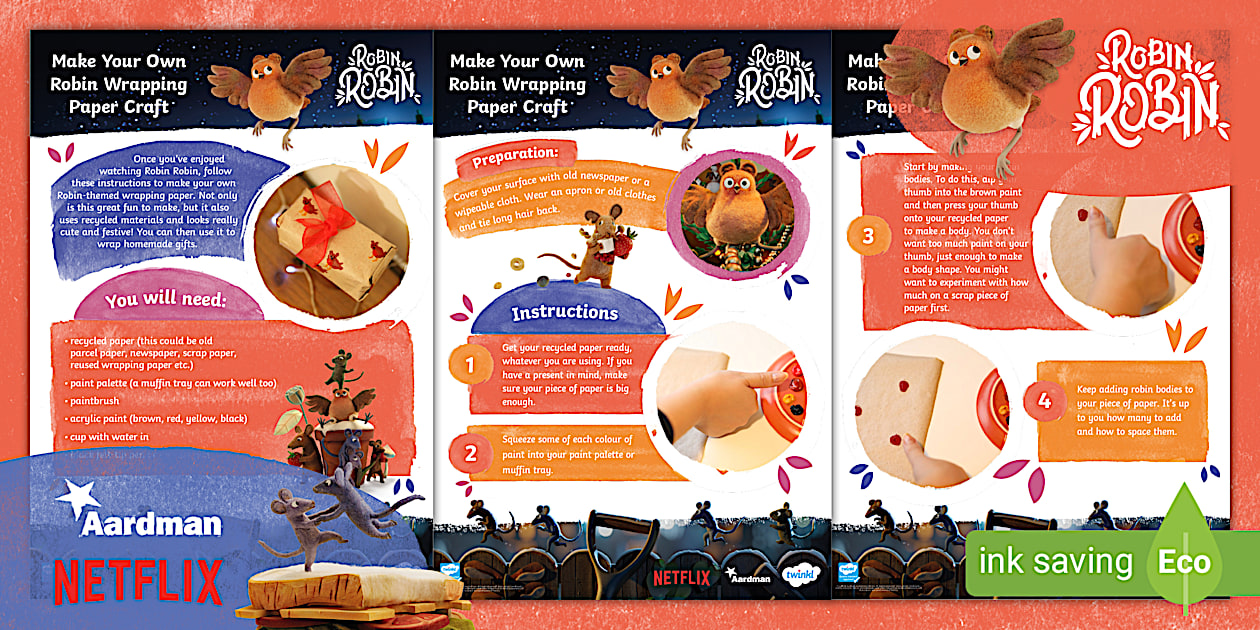 FREE! - Netflix: Robin Robin - Make Your Own Robin Wrapping Paper [Ages 5