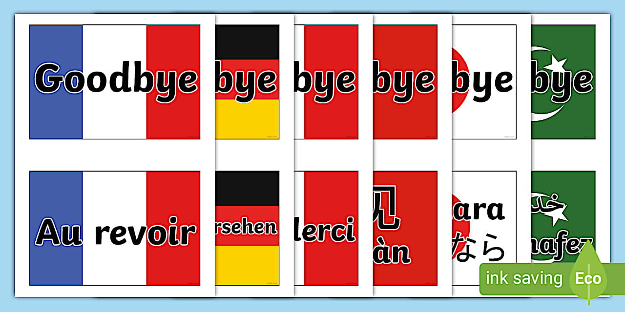 Goodbye Languages On Flags (teacher made) - Twinkl