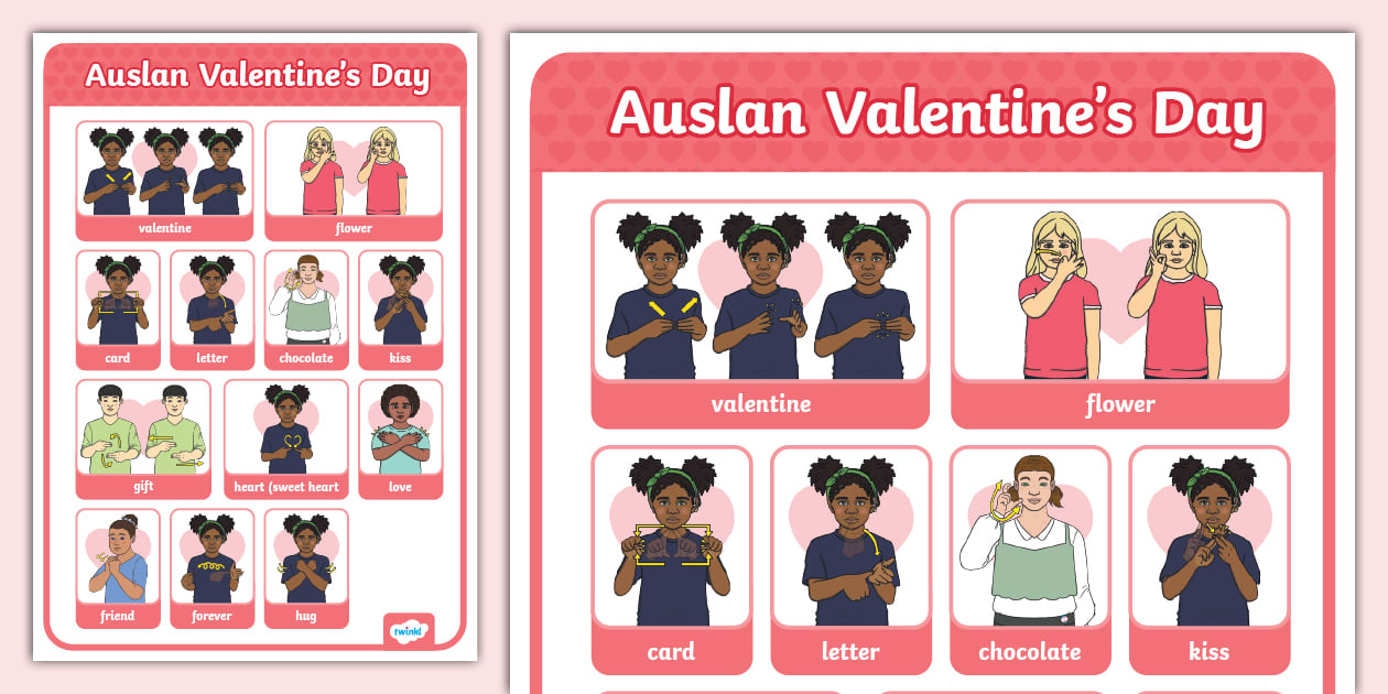 Auslan Valentine's Day Word Mat (teacher made) - Twinkl