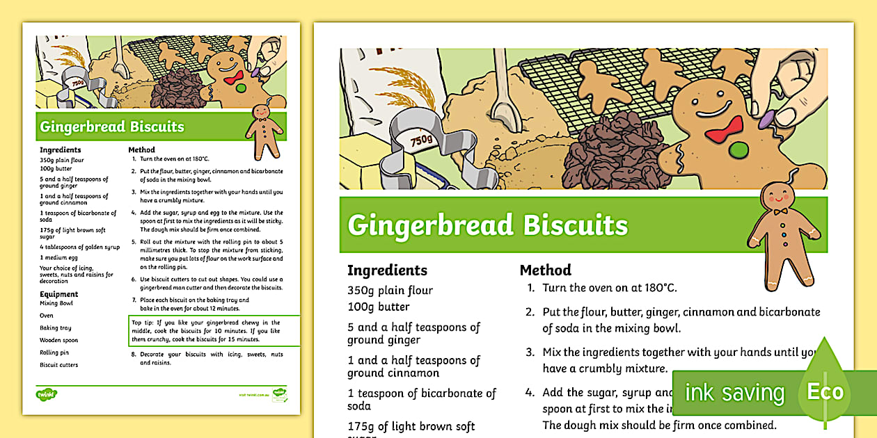 NSW Ginger Biscuit Recipe (teacher made) - Twinkl