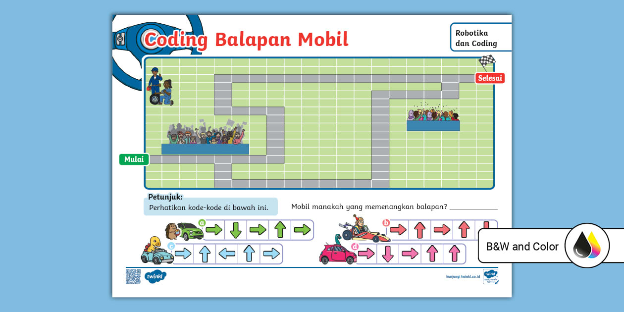 Balapan Mobil - Kegiatan Coding Sederhana (teacher made)