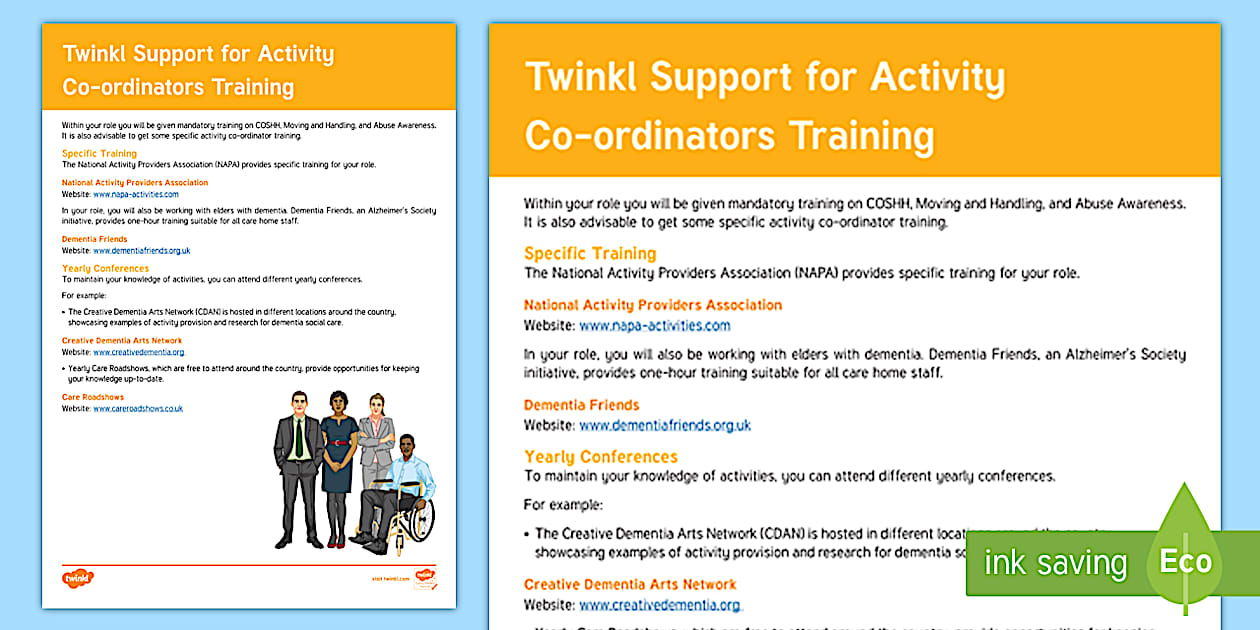Twinkl Support for Activity Co-ordinators: Training Fact Sheet