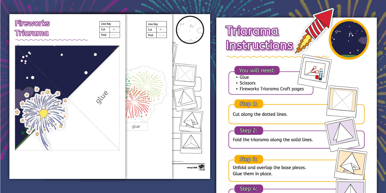 Fireworks Triarama Craft - Twinkl Arts and Crafts - Twinkl