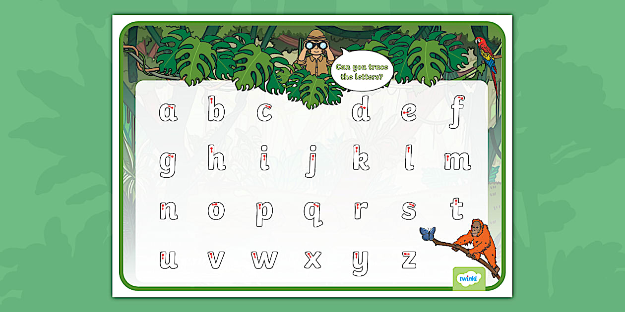 Cursive Jungle Themed Letter Writing Worksheet - Twinkl